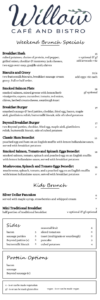 Menus | Willow Cafe and Bistro